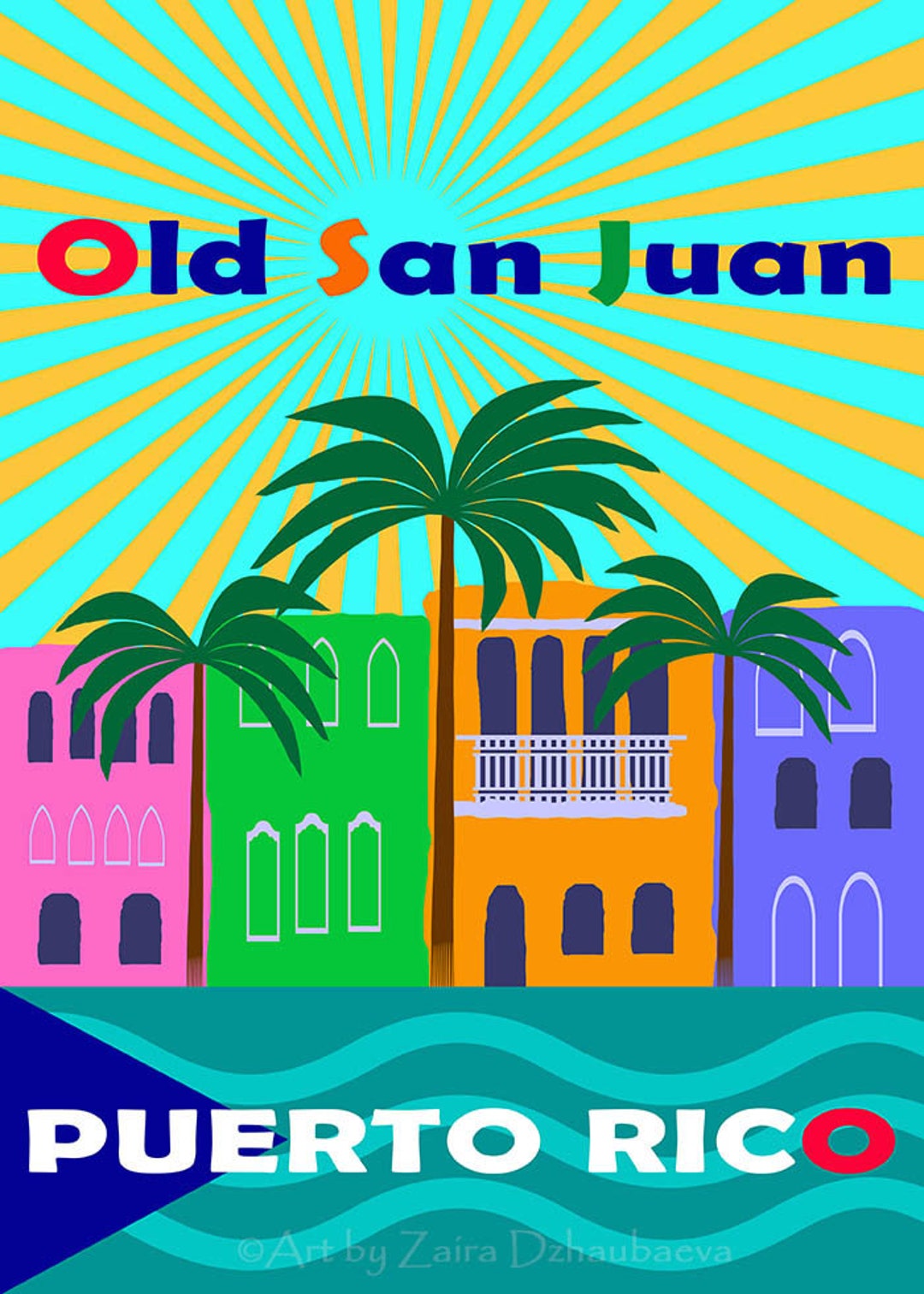Old San Juan Puerto Rico Art Print Puerto Rican Colorful Houses Viejo ...