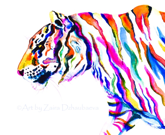 Watercolor Rainbow Tiger