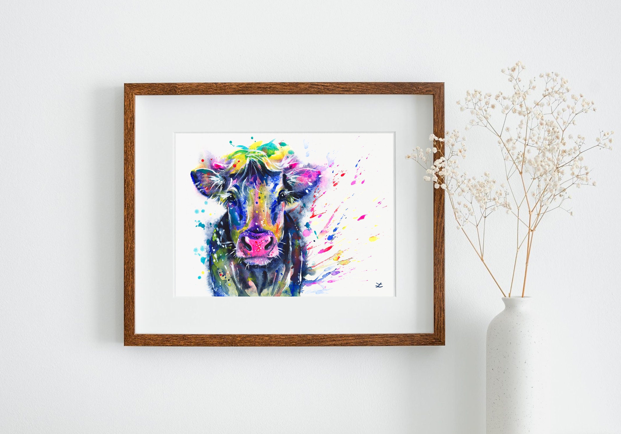 Fancy Cow Colorful Splatter Cow Wall Art Print Cows Watercolor - Etsy