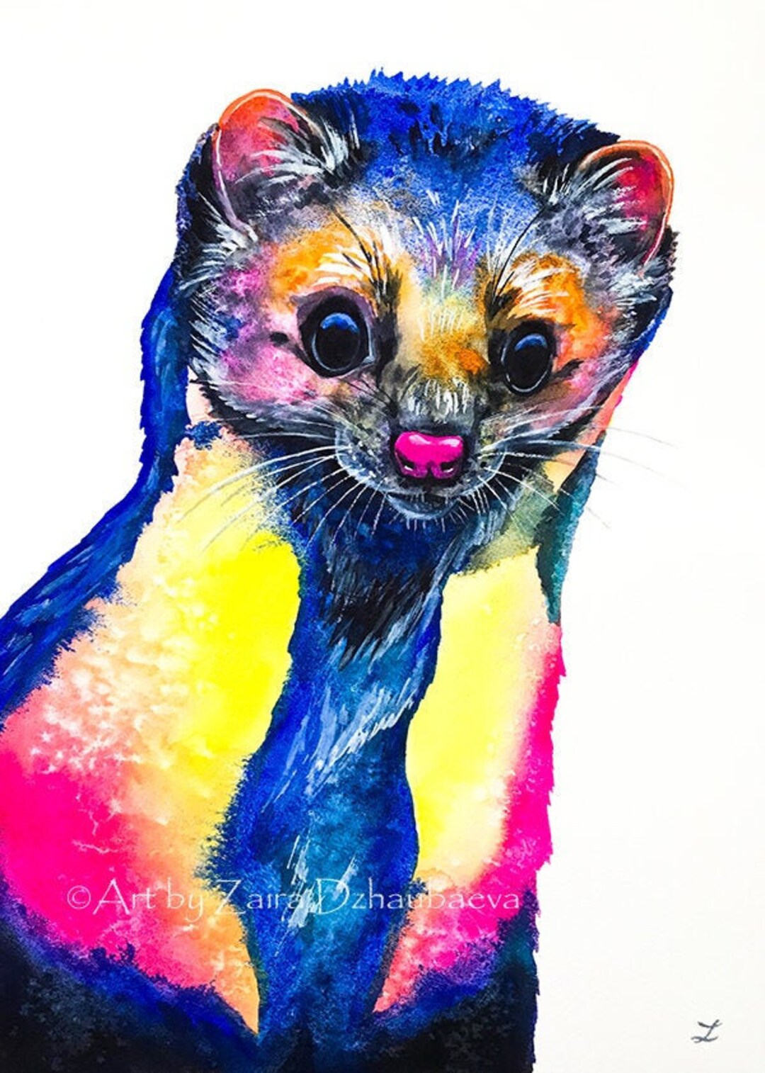 Curious Marten Wall Art Print Marten Wildlife Animals Watercolor ...