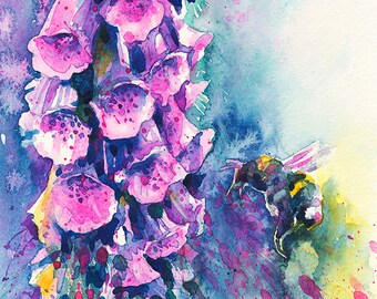Foxglove Garden Print - Etsy
