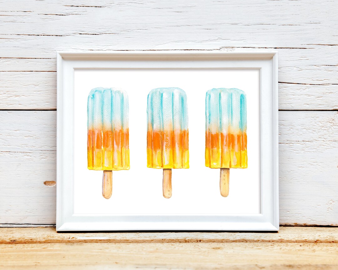 Candy Corn Popsicles Art Print Halloween Ice Pops Ice Cream Watercolor ...