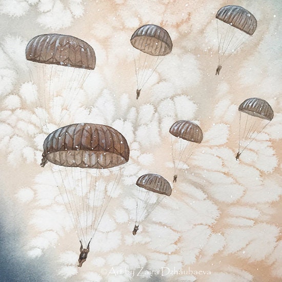 Airborne Art Print Paratroopers Watercolor Painting Parachute - Etsy