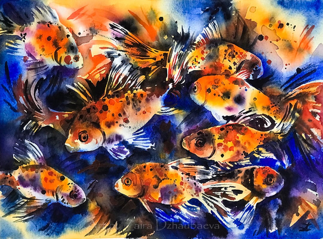 Shubunkin Goldfish - Fine Art Print - Calico Goldfish, Fish Art ...
