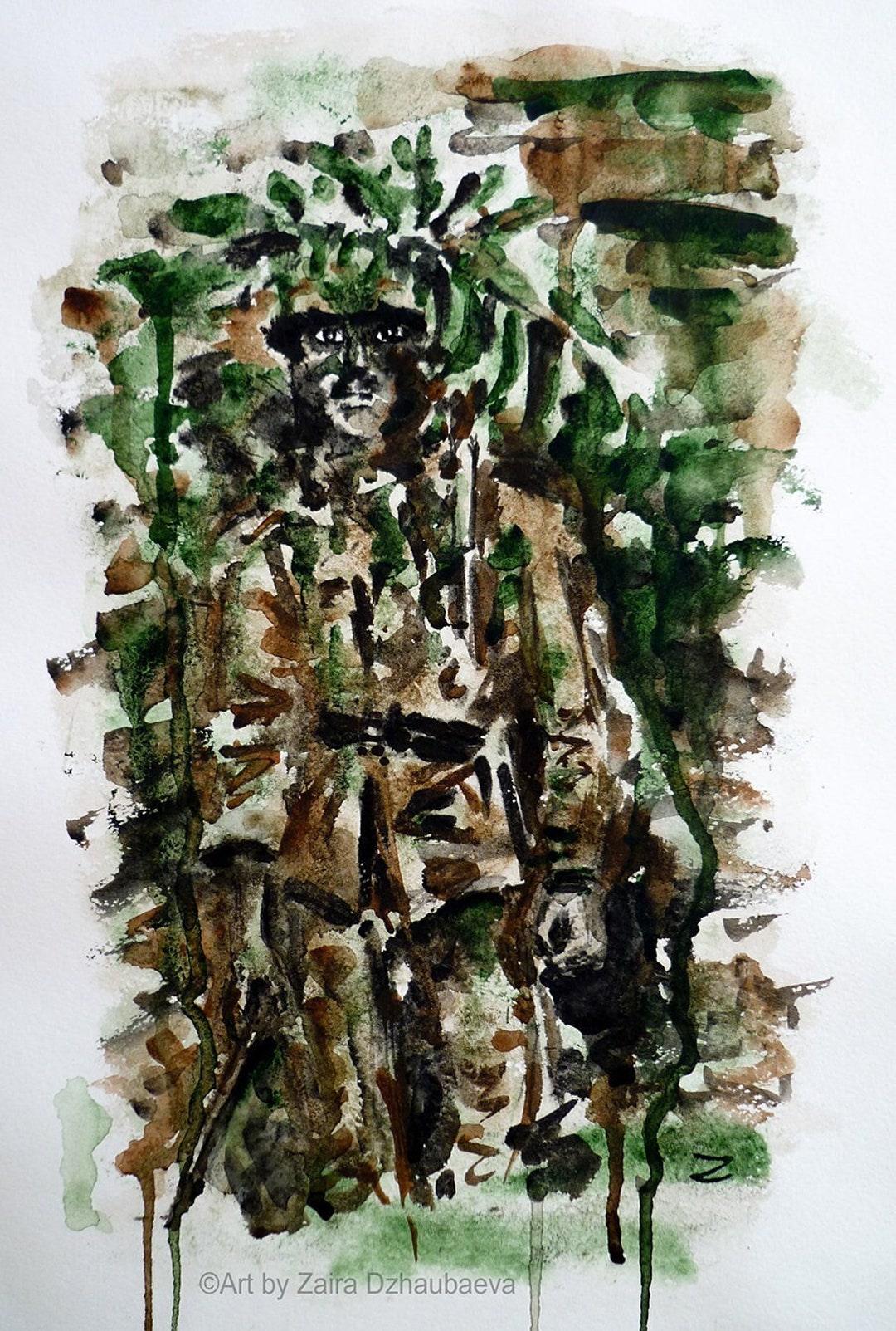 Hard to Kill Soldier Original Watercolor Painting Military Wall Art ...