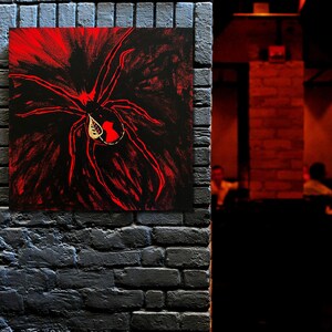 Redback Spider Original Acrylic Painting Canvas Bold Black Red Gold ...
