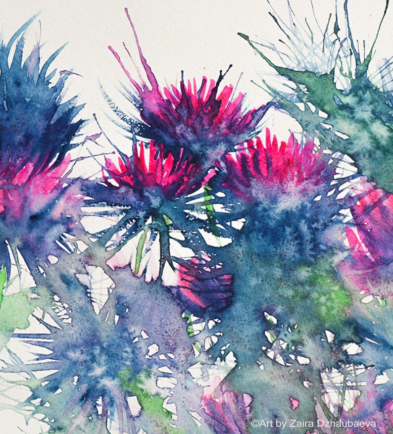 Asters Original Watercolor Painting Colorful Floral Wall Art - Etsy