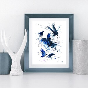 Mob of Crows Art Print Crow Watercolor Painting Halloween Birds Spooky ...