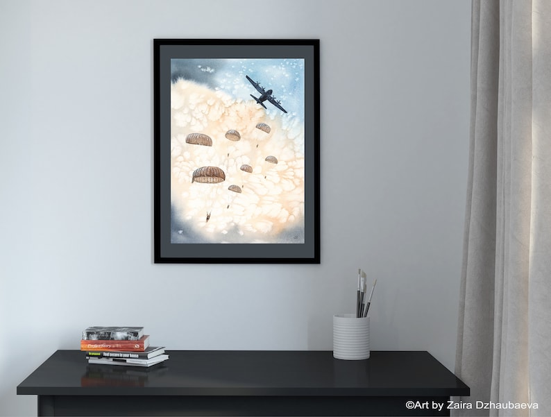 Airborne Art Print Paratroopers Watercolor Painting Parachute - Etsy