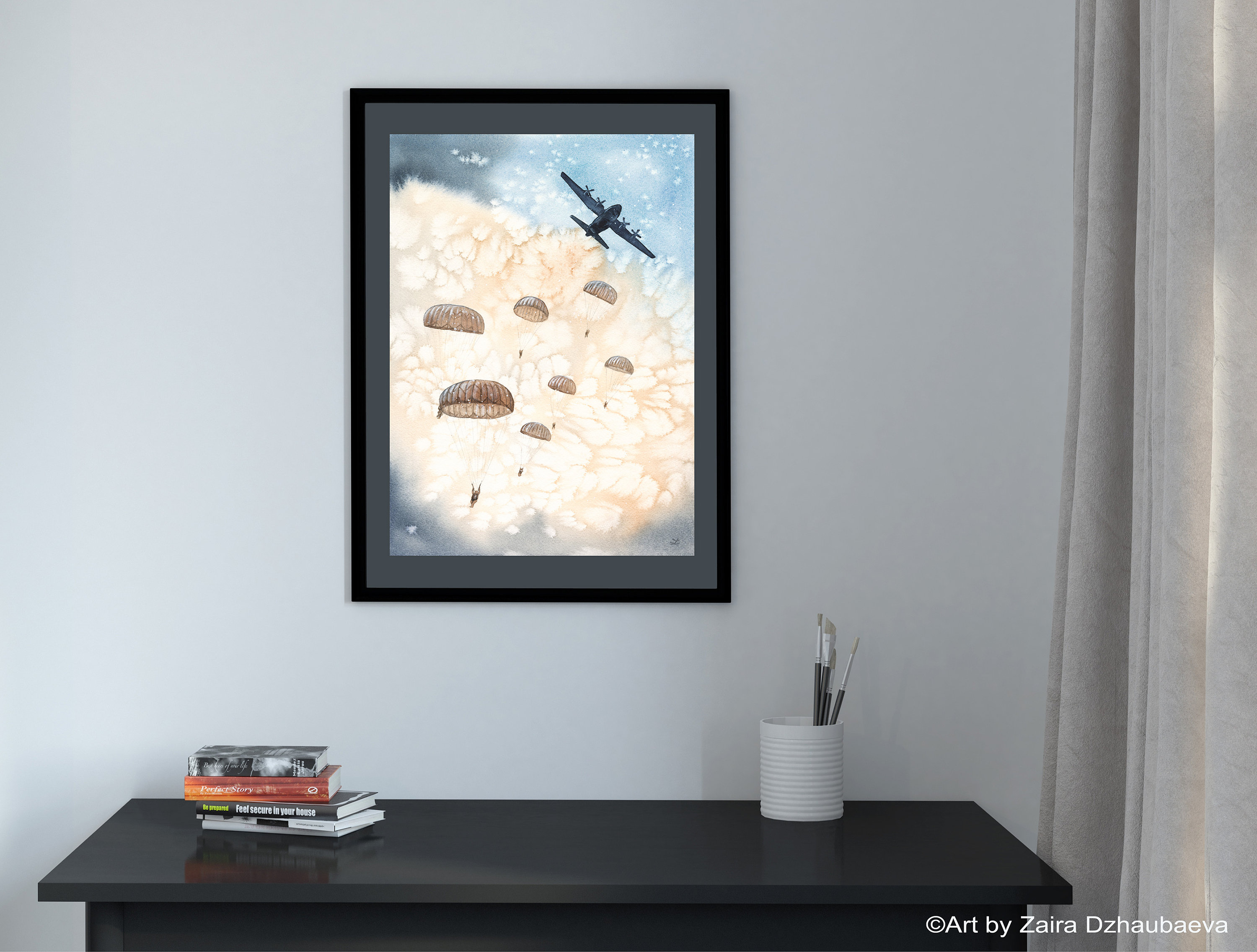 Airborne Art Print Paratroopers Watercolor Painting Parachute - Etsy