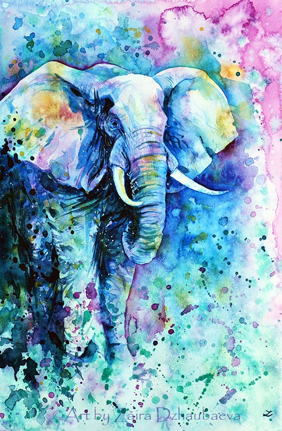 Pintura Facial De Elefante Africano Cara De Retrato De Un Elefante Con