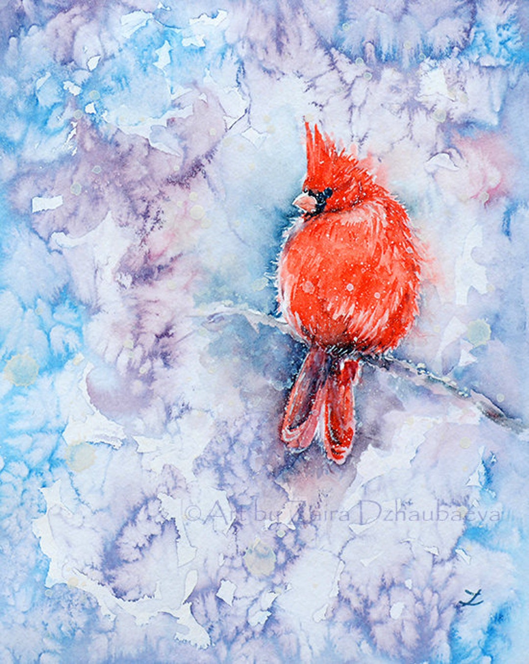 Red Cardinal Bird Wall Art Print Christmas Cardinal Seasonal Winter ...