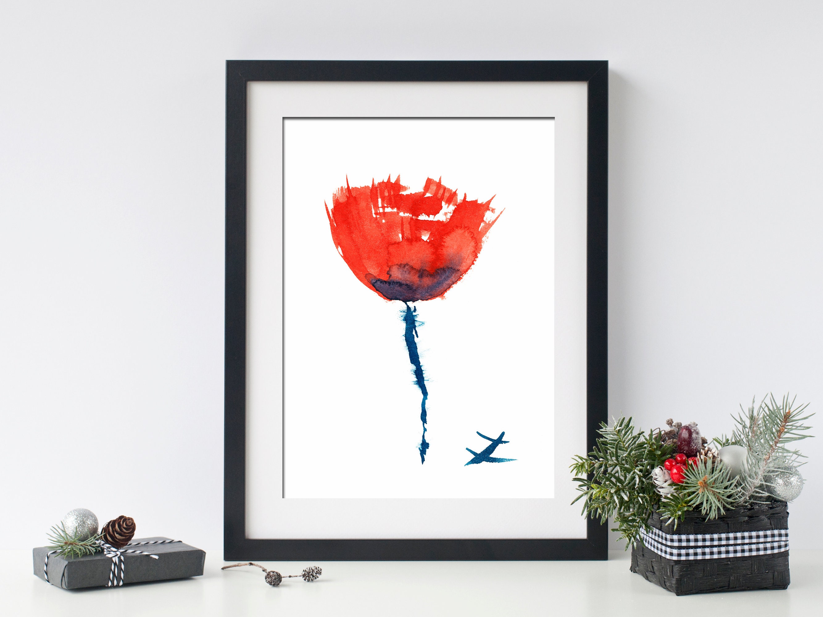 Red Poppy Art Print Watercolor Poppy Poppies Poppy Wall Art Floral ...