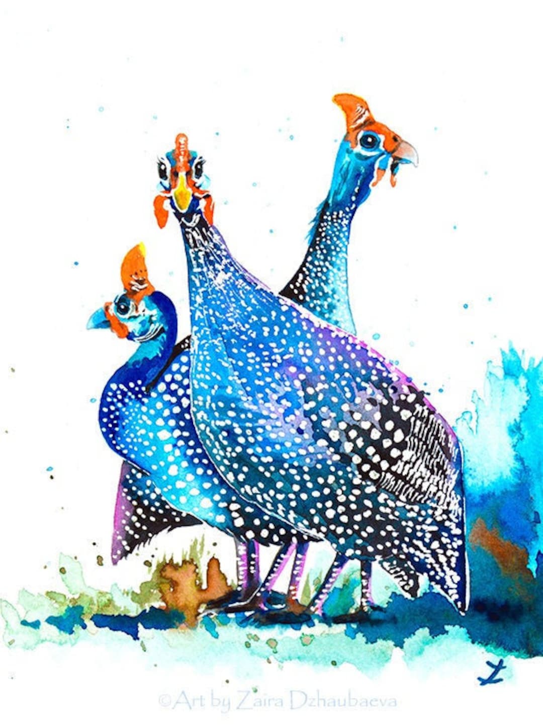 Guinea Fowls Wall Art Print Guinea Fowl Guinea Hen Chicken Farm Birds ...