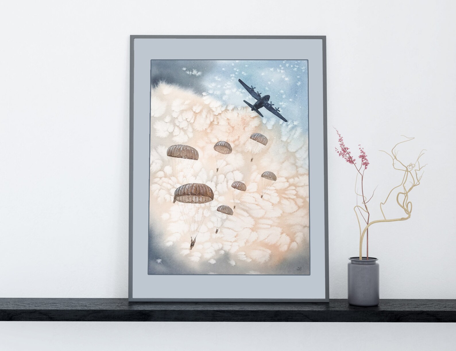 Airborne Art Print Paratroopers Watercolor Painting Parachute - Etsy