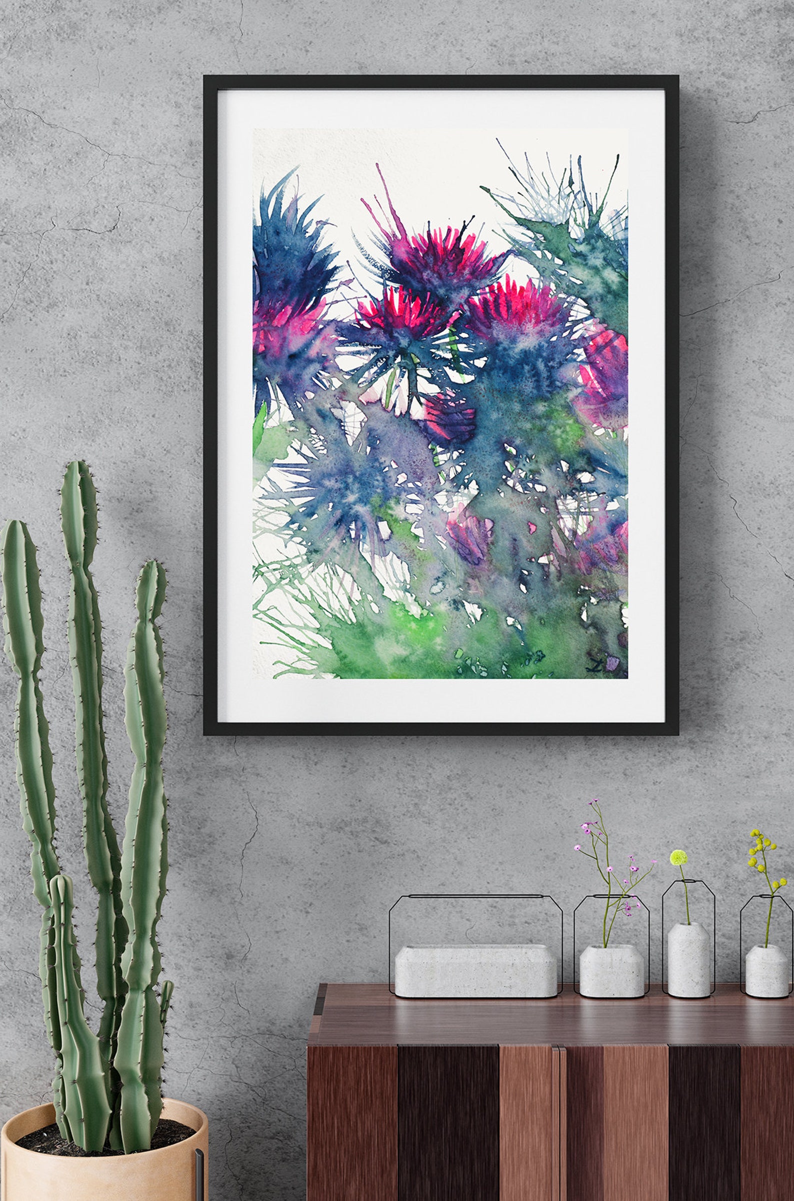 Asters Original Watercolor Painting Colorful Floral Wall Art - Etsy