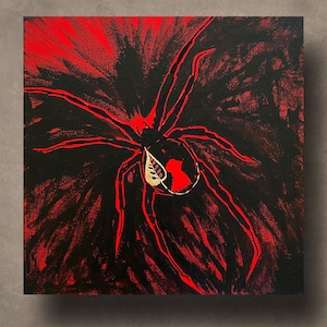 Redback Spider Original Acrylic Painting Canvas Bold Black Red Gold ...