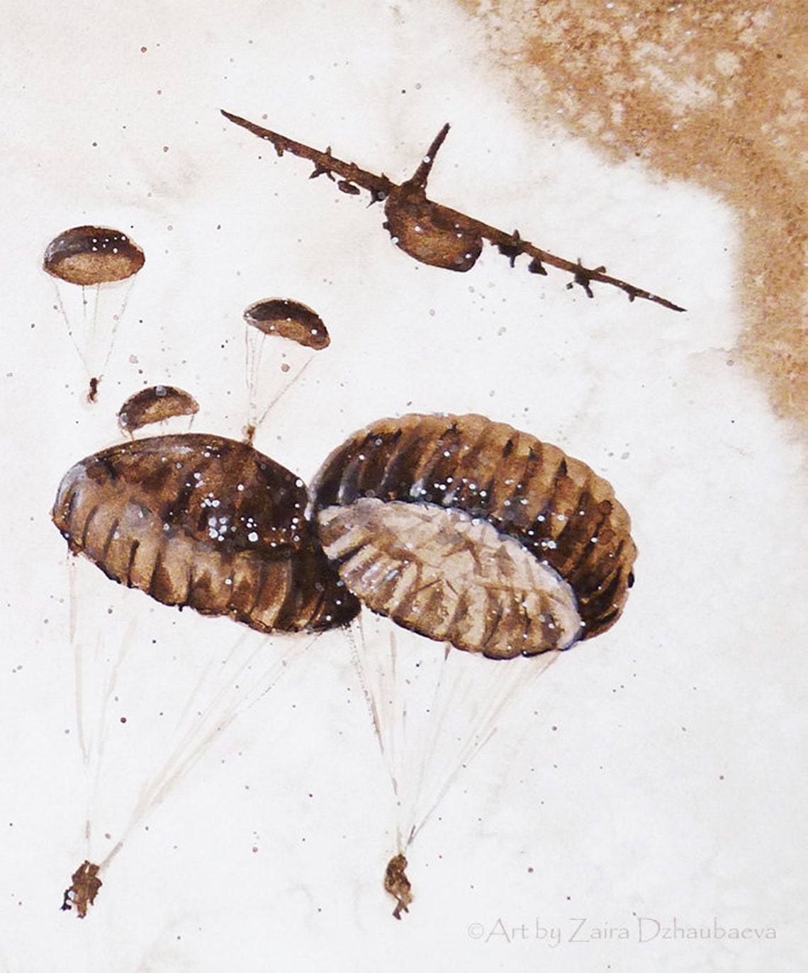 Paratroopers Art Print Military Parachutists Airborne Parachute Jumps ...