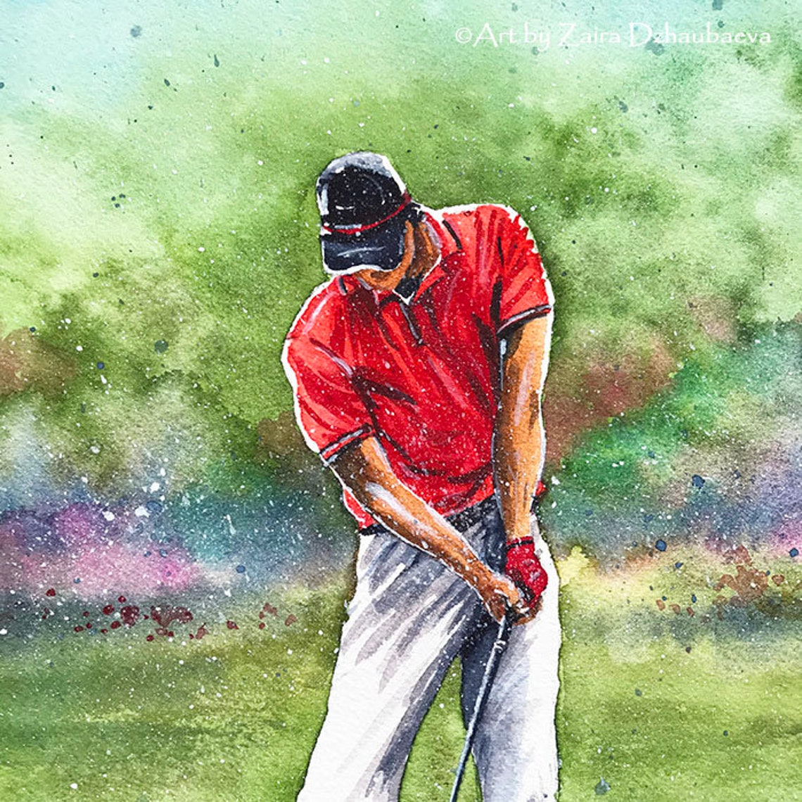 Golfer Golf Player Art Print Golf Time Golf Club Swing Ball Sport ...