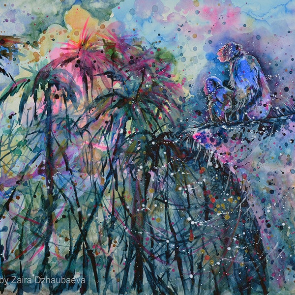 Chimpanzee Art - Etsy