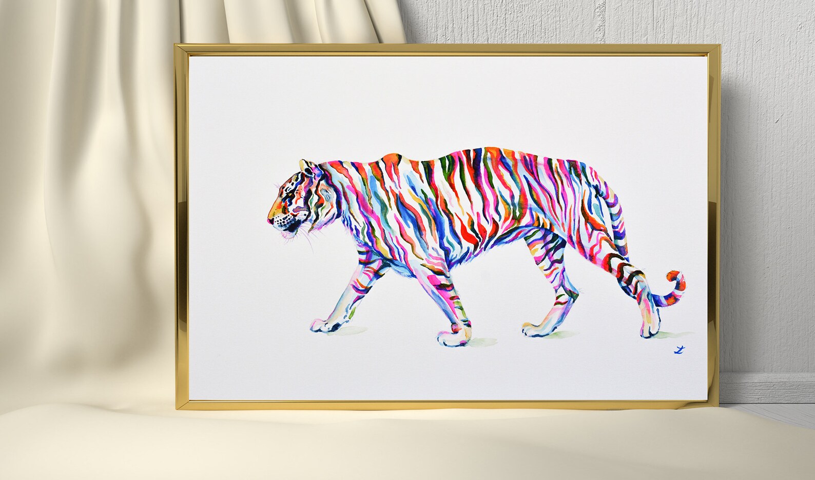 Colorful Tiger Original Watercolor Painting Rainbow Tiger - Etsy