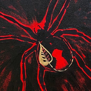 Redback Spider Original Acrylic Painting Canvas Bold Black Red Gold ...