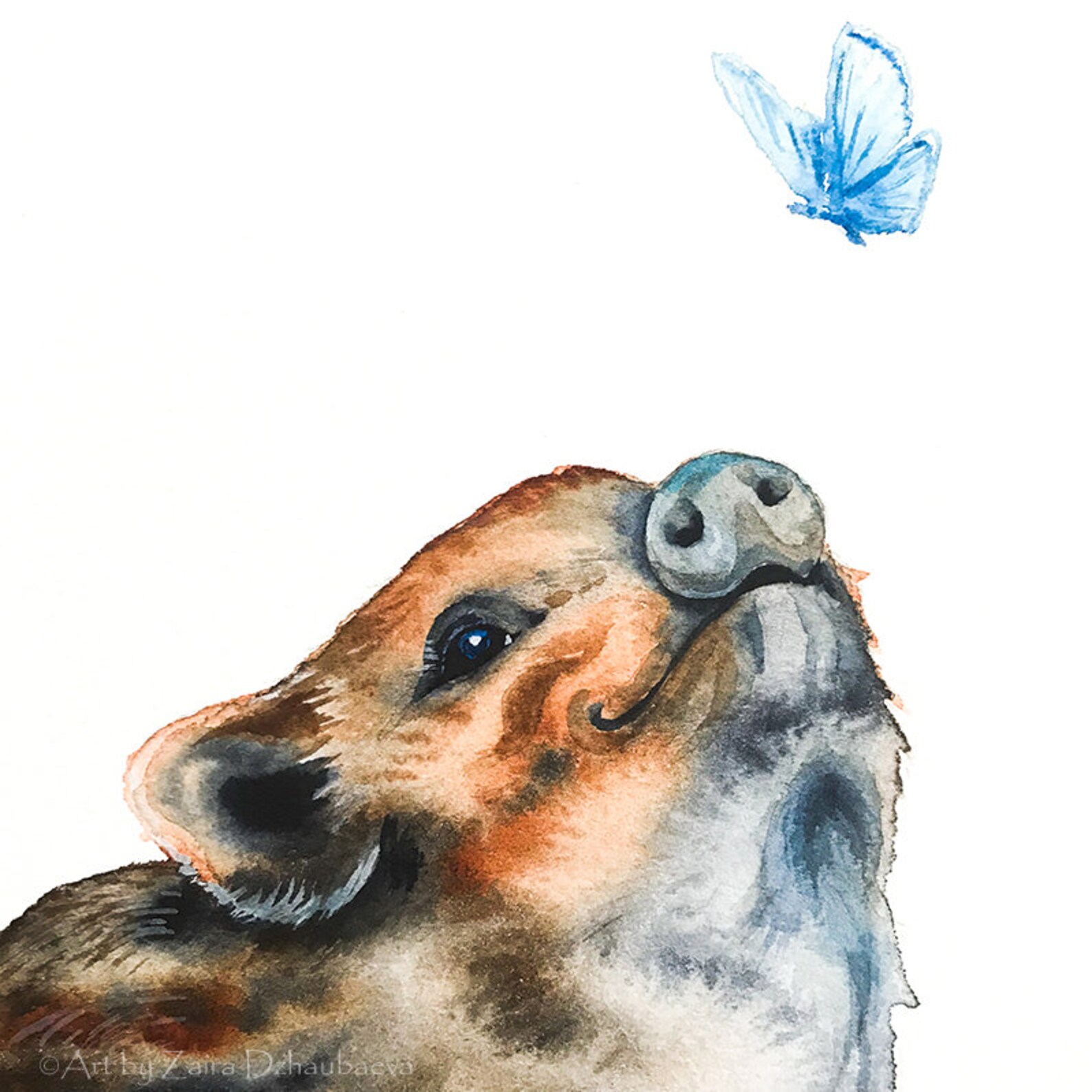 Wild Boar Piglet and Butterfly Art Print Cute Brown Pig - Etsy