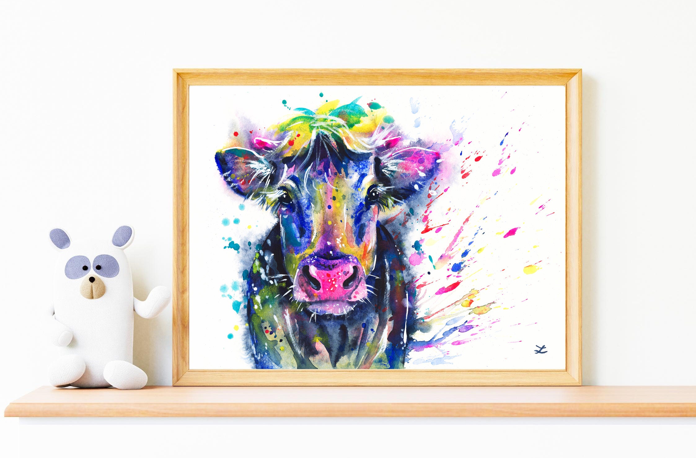 Fancy Cow Colorful Splatter Cow Wall Art Print Cows Watercolor - Etsy