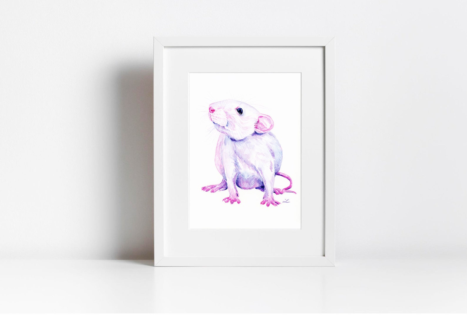 White Rat Art Print Cute Rats Watercolor Rat Painting Pets Fancy Rat ...