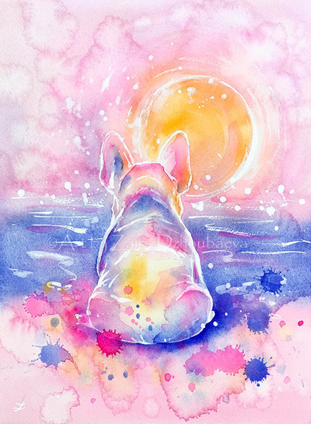 French Bulldog Wall Art Print Frenchie Watercolor Painting Puppy Dog ...