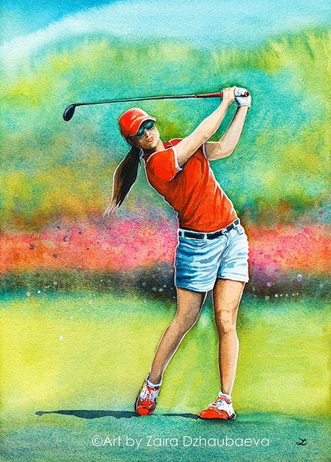 Lady Golfer Female Golf Player Golf Swing Club Woman Lady in - Etsy