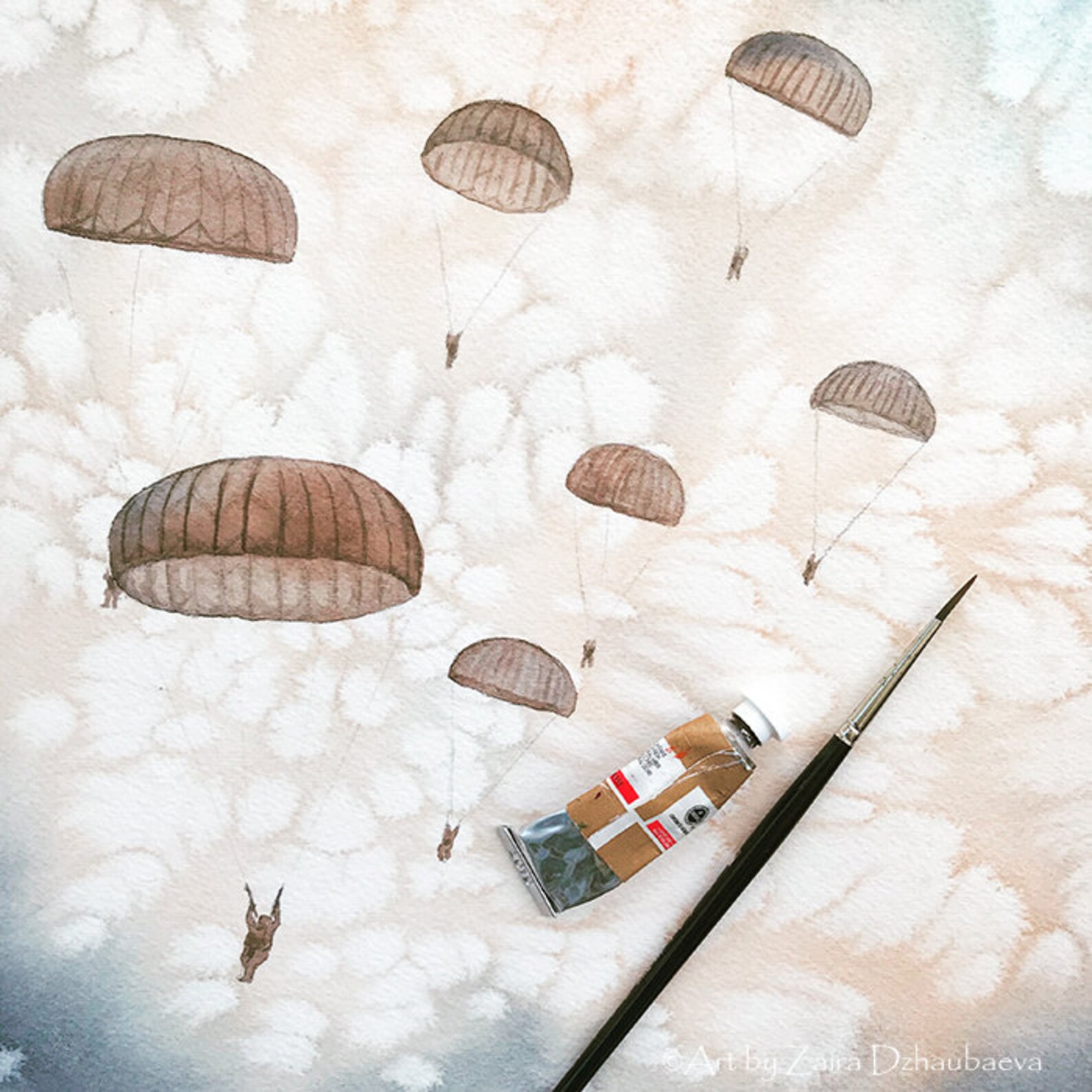 Airborne Art Print Paratroopers Watercolor Painting Parachute - Etsy