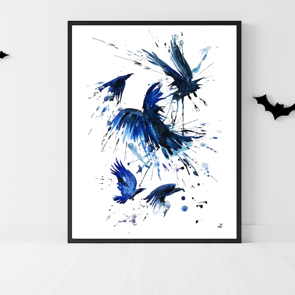 Flying Raven Painting - Etsy