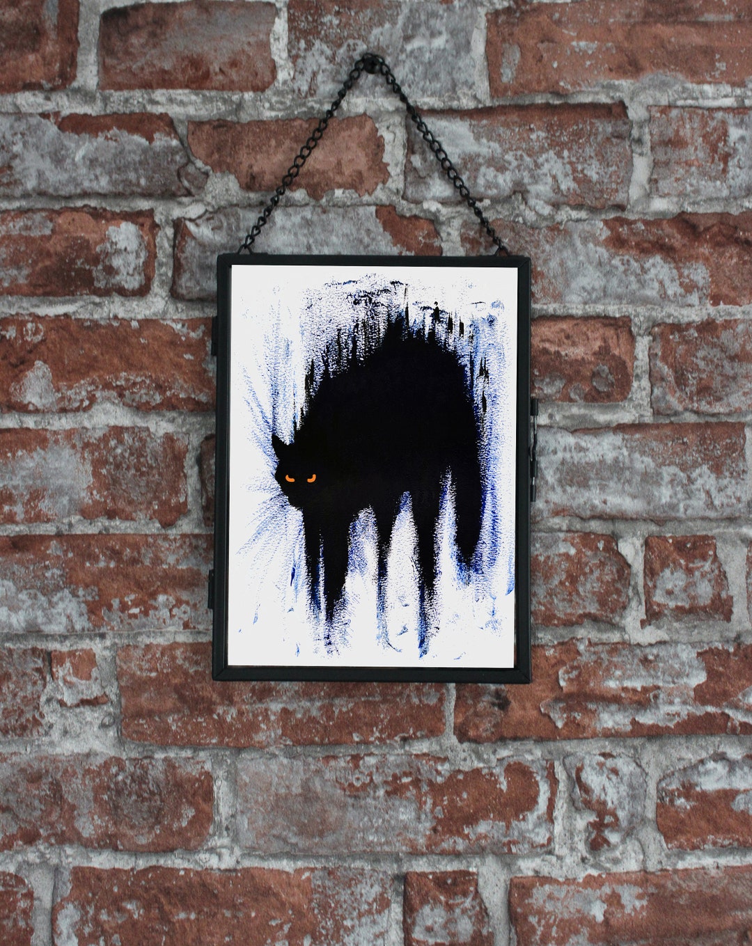 Hissing Black Cat Arched Back Black Cat Art Print Black Cats Feline ...