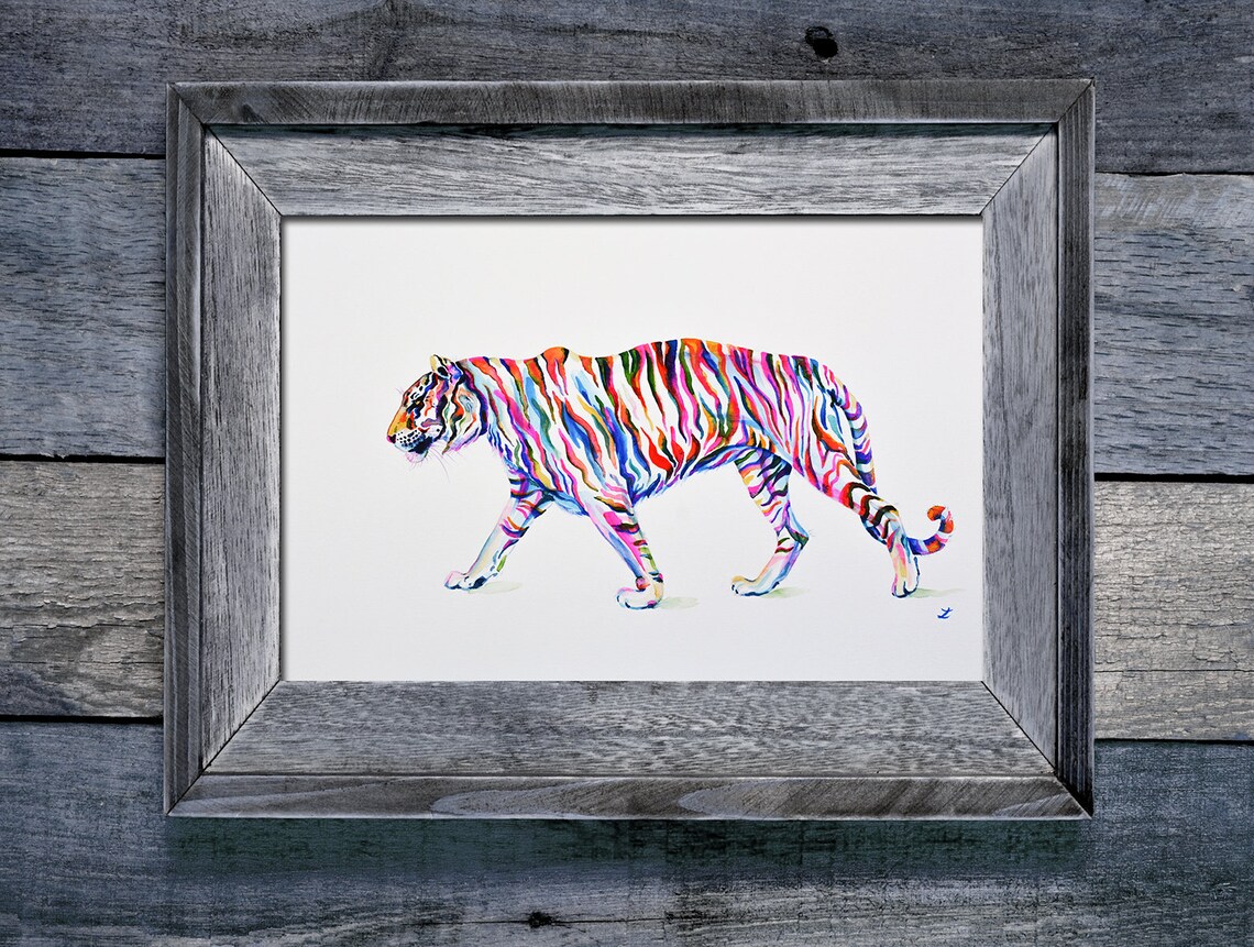 Colorful Tiger Original Watercolor Painting Rainbow Tiger - Etsy