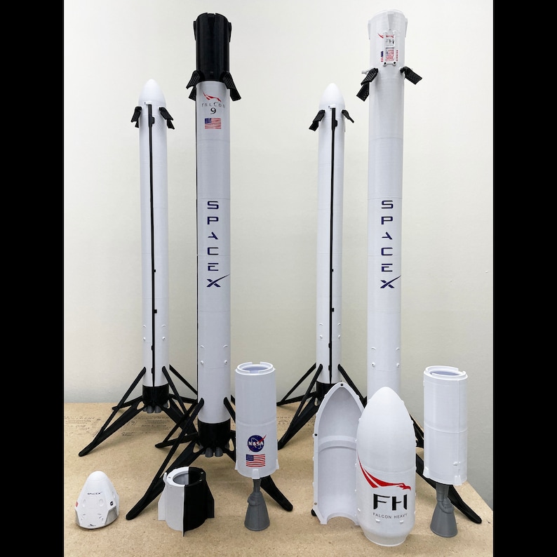 2 Large Models Set 5ft Spacex Falcon 9 and Falcon Heavy Model - Etsy