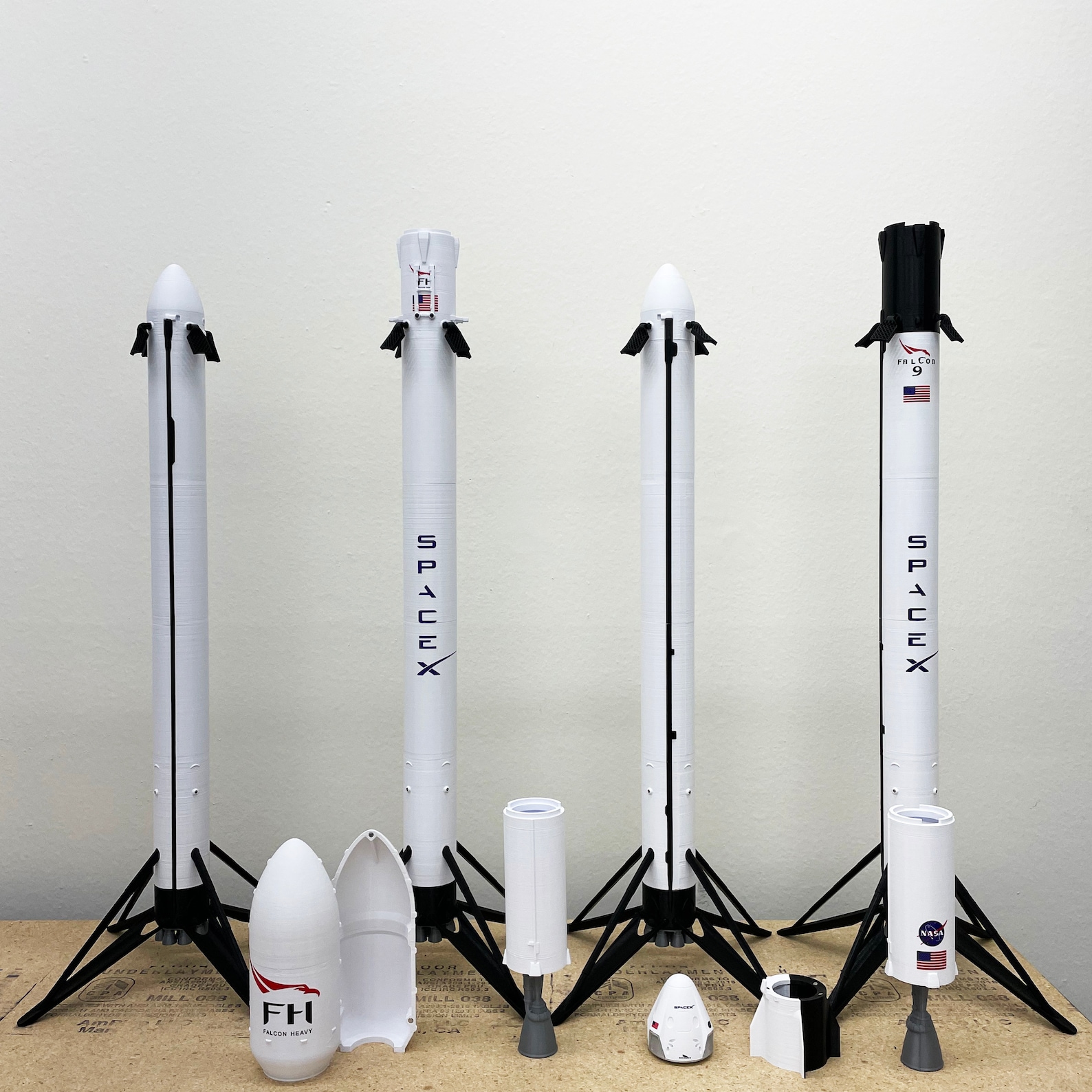 2 Models Set Spacex Falcon 9 Demo-2 and Falcon Heavy 1:72 | Etsy