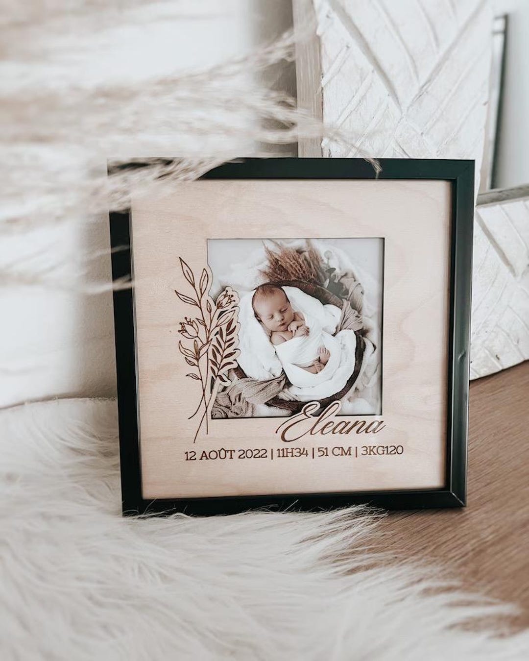 Personalized Birth Frame, Wooden Engraving Baby Birth Photo Frame - Etsy
