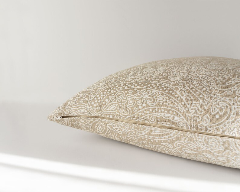 Beige Patterned Decorative Pillow Cover Textured Neutral - Etsy