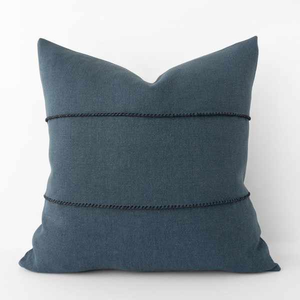Blue Linen Pillow - Etsy