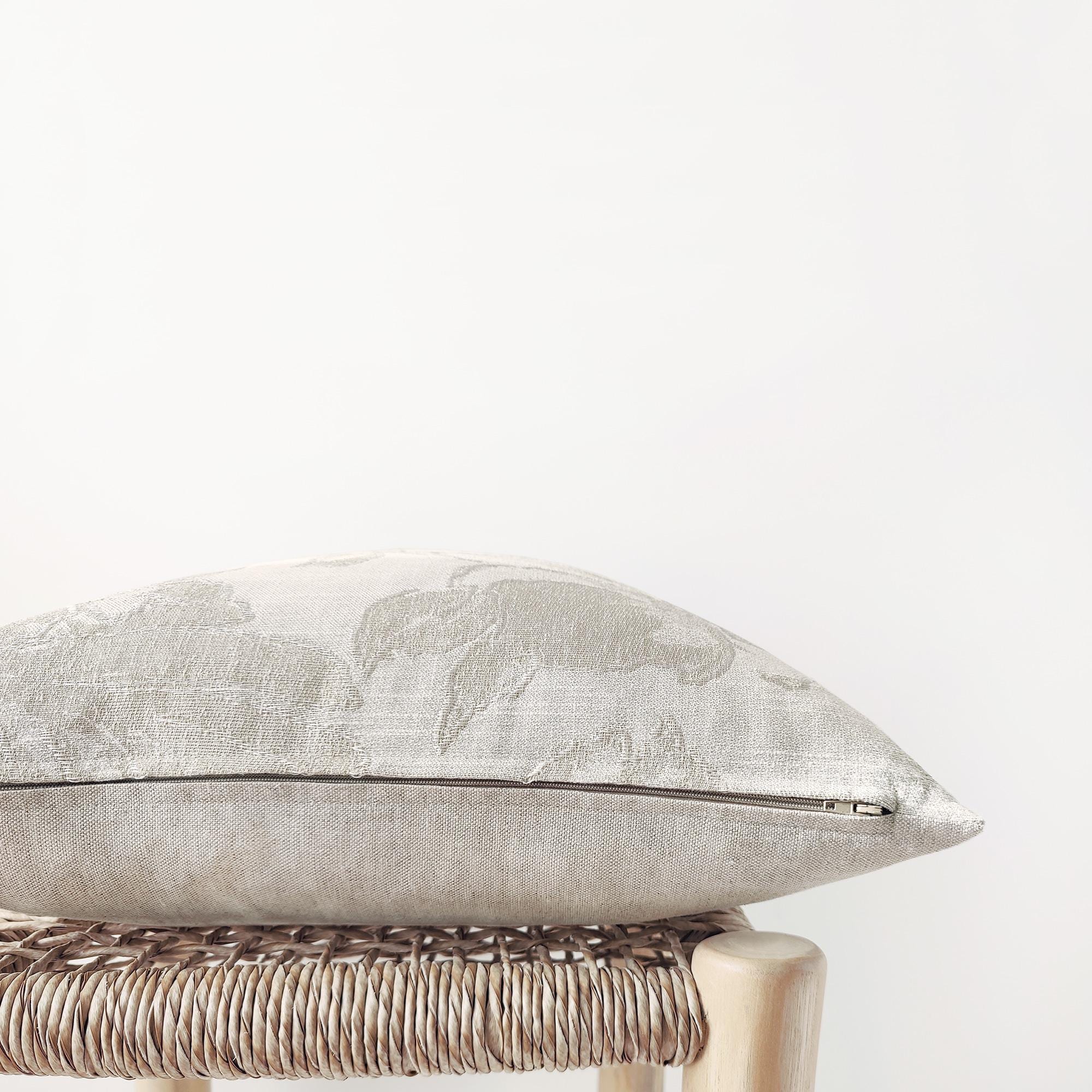 Neutral Floral Pillow Cover - Textured Decorative Cushion in Ecru and ...