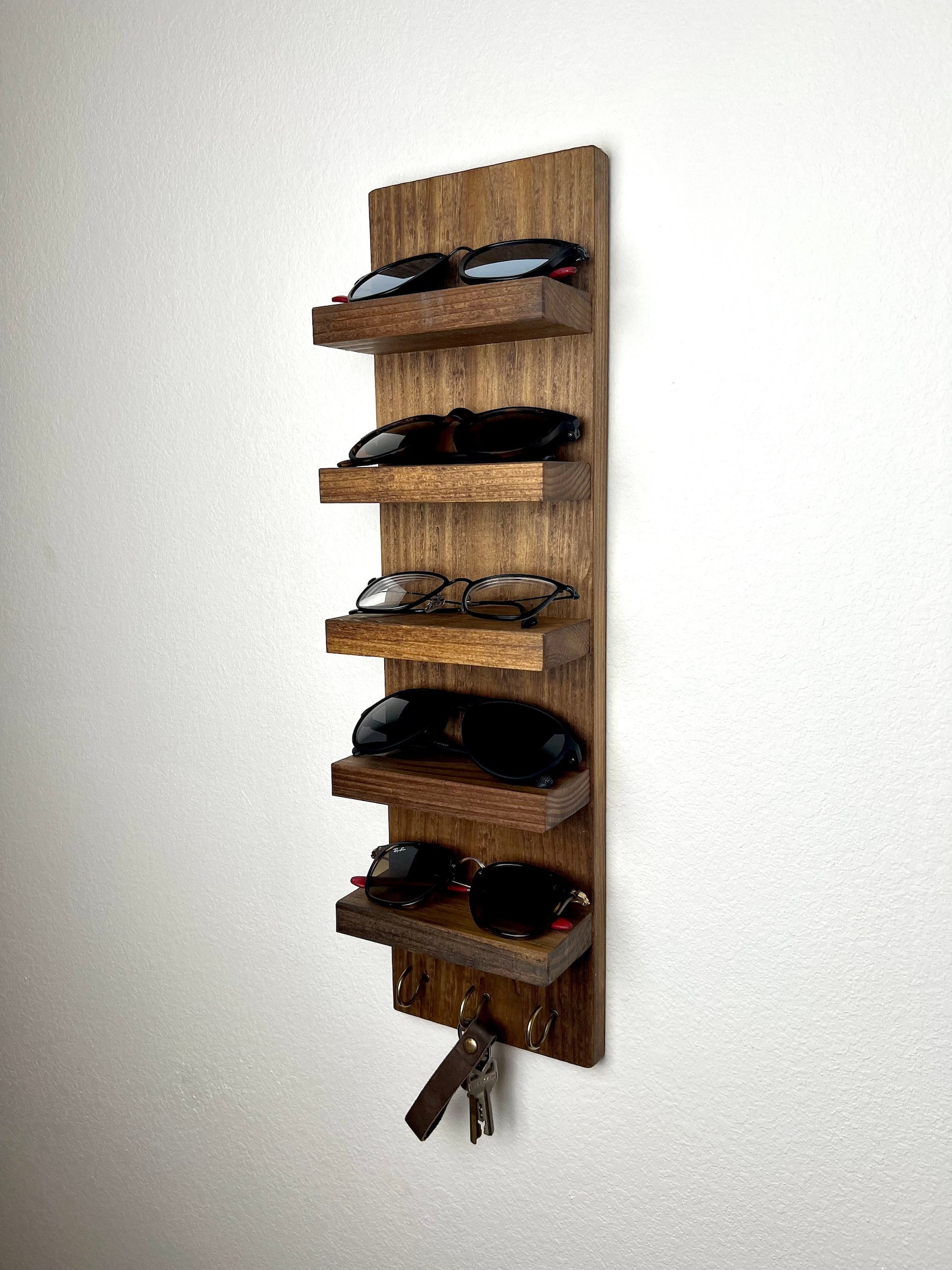 Floating Sunglasses Shelf With Key Hooks Entryway Organization Key ...
