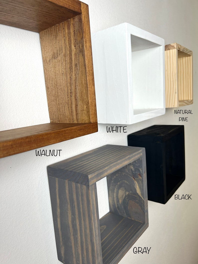 Floating Cube Shelf Medium Quality Wood Shelf Hanging - Etsy