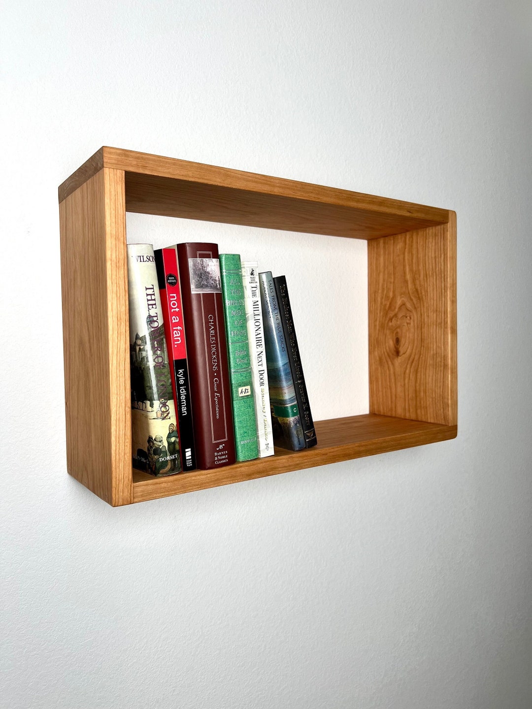 Cherry Floating Bookshelf | Solid Wood Shelf | Library | Cube ...