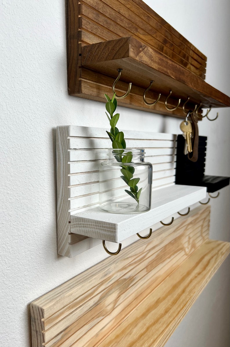 Entryway Organizer Key Holder Quality Wood Shelf - Etsy