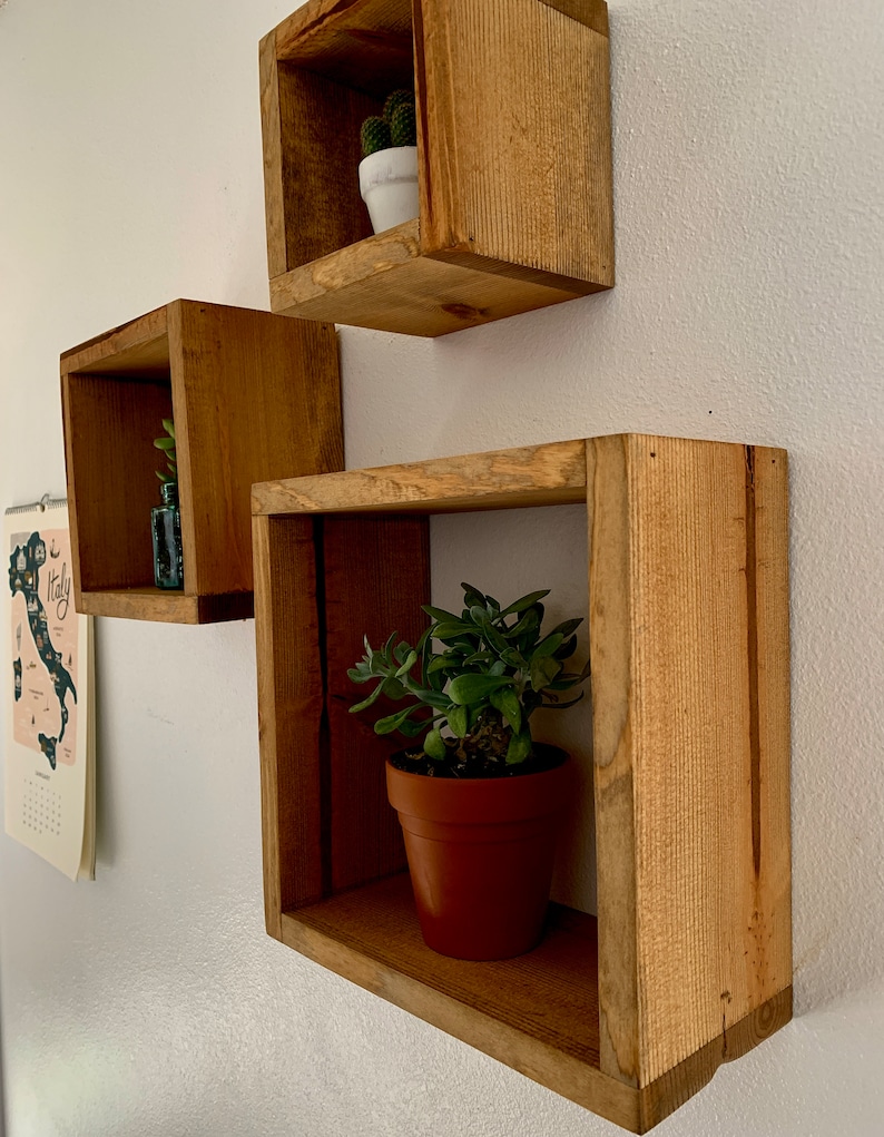 Set of 3 Floating Cube Shelves Quality Wood Shelving - Etsy