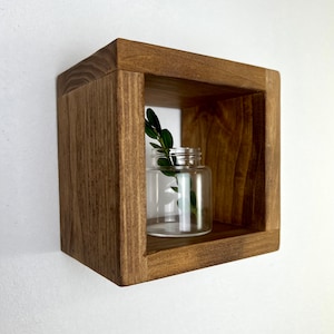 Small Floating Cube Shelf | Quality Wood Shelf | Hanging Plant Display ...