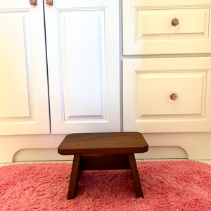 Small Walnut Wooden Stool Step Stool Foot Stool Plant Stand Bathroom ...
