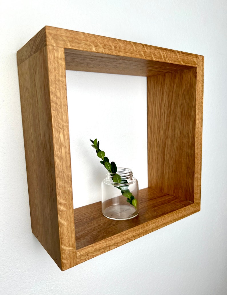 Solid Wood Cube Floating Shelf | Walnut | Oak | Cherry | Maple ...
