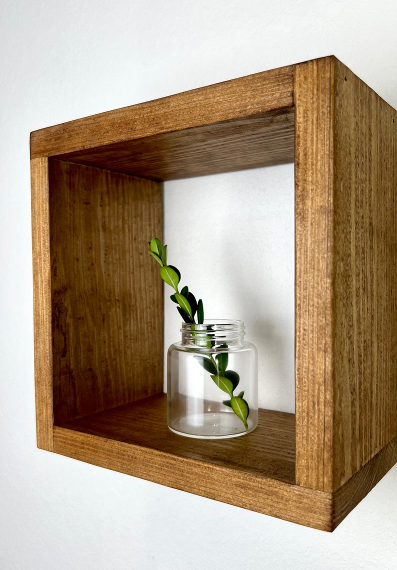 Floating Cube Shelf Medium Quality Wood Shelf Hanging - Etsy
